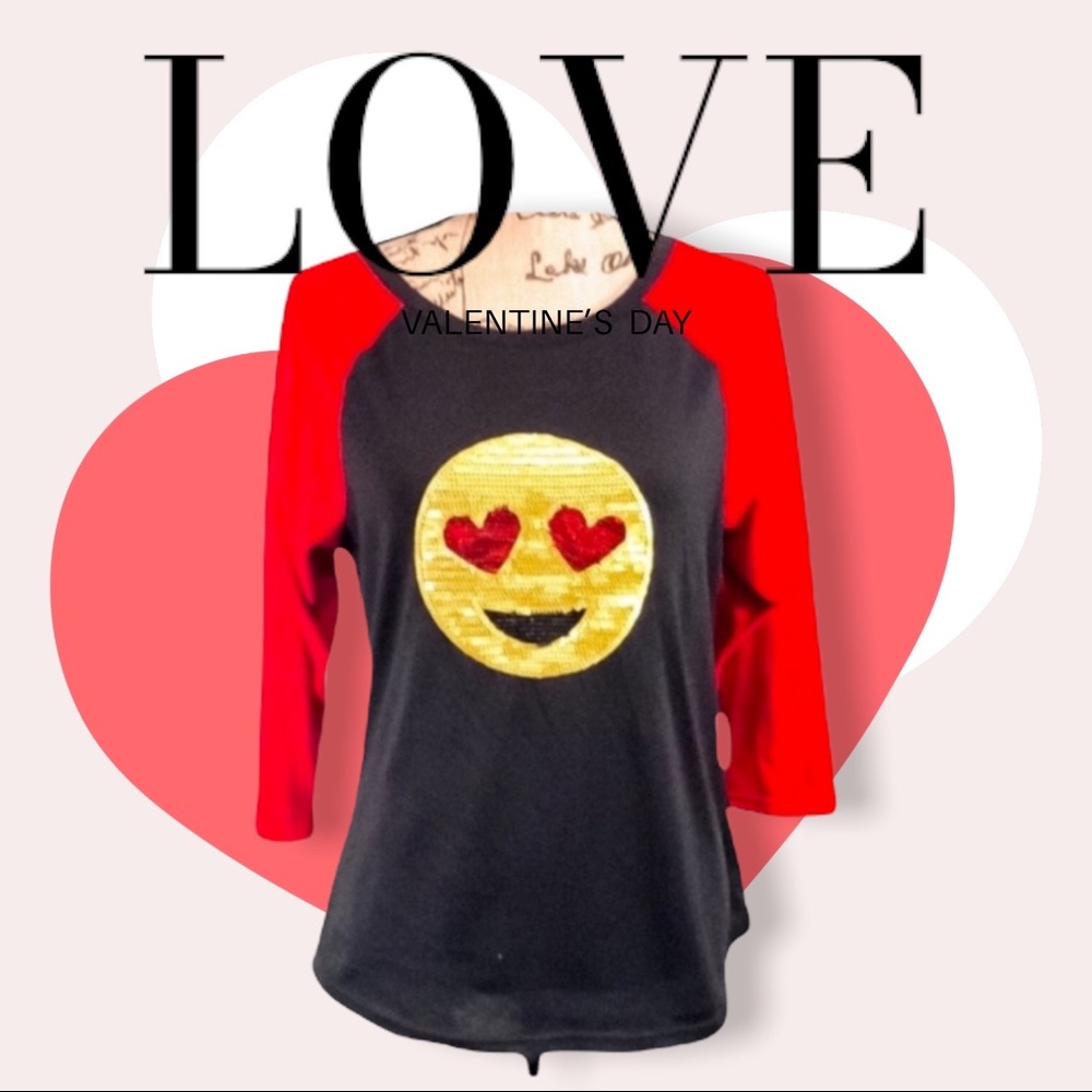 Gold Sequin Shimmer Smiley Face Emoji Black With Red … - Gem